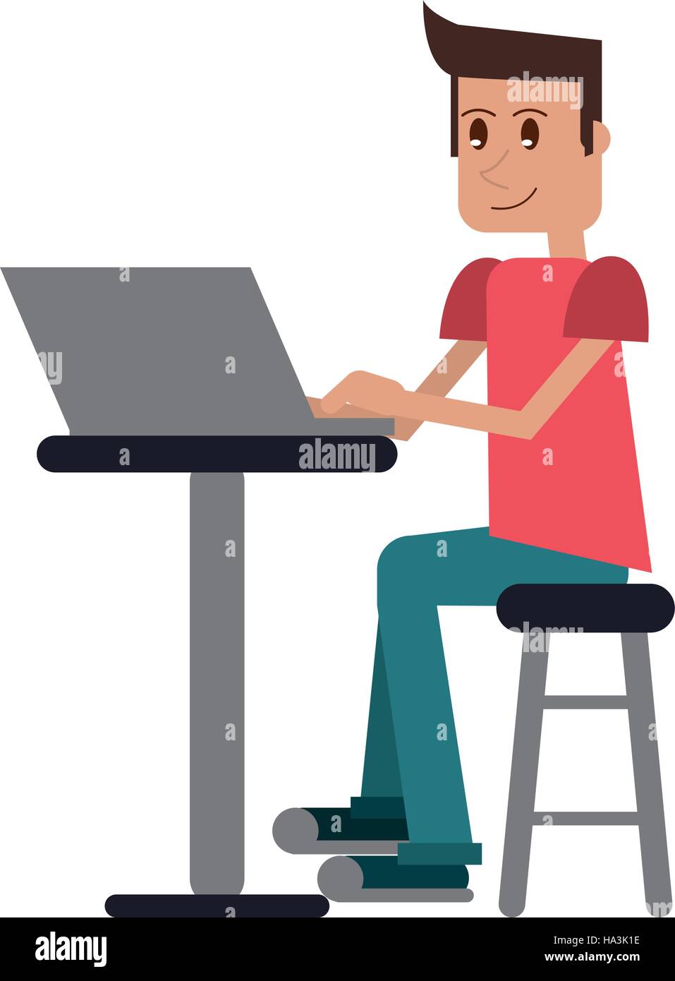 young man sitting working computer Stock Vector Image & Art - Alamy