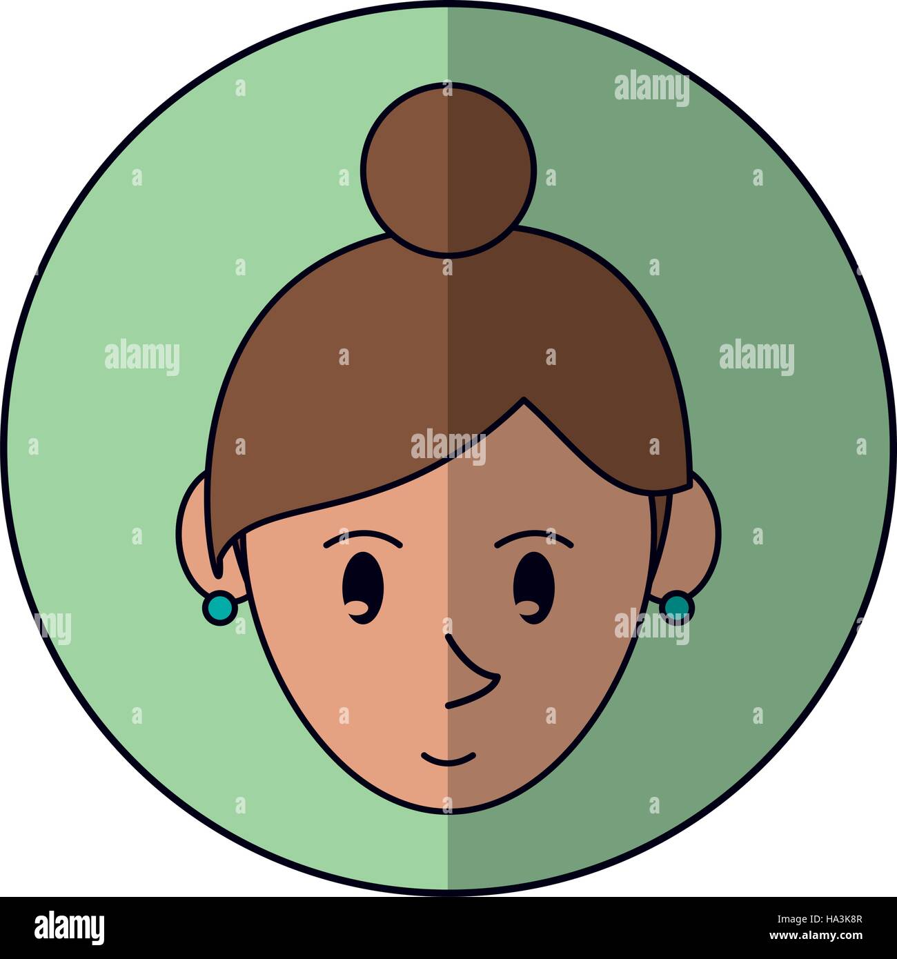 face cartoon girl green rings green background shadow Stock Vector ...