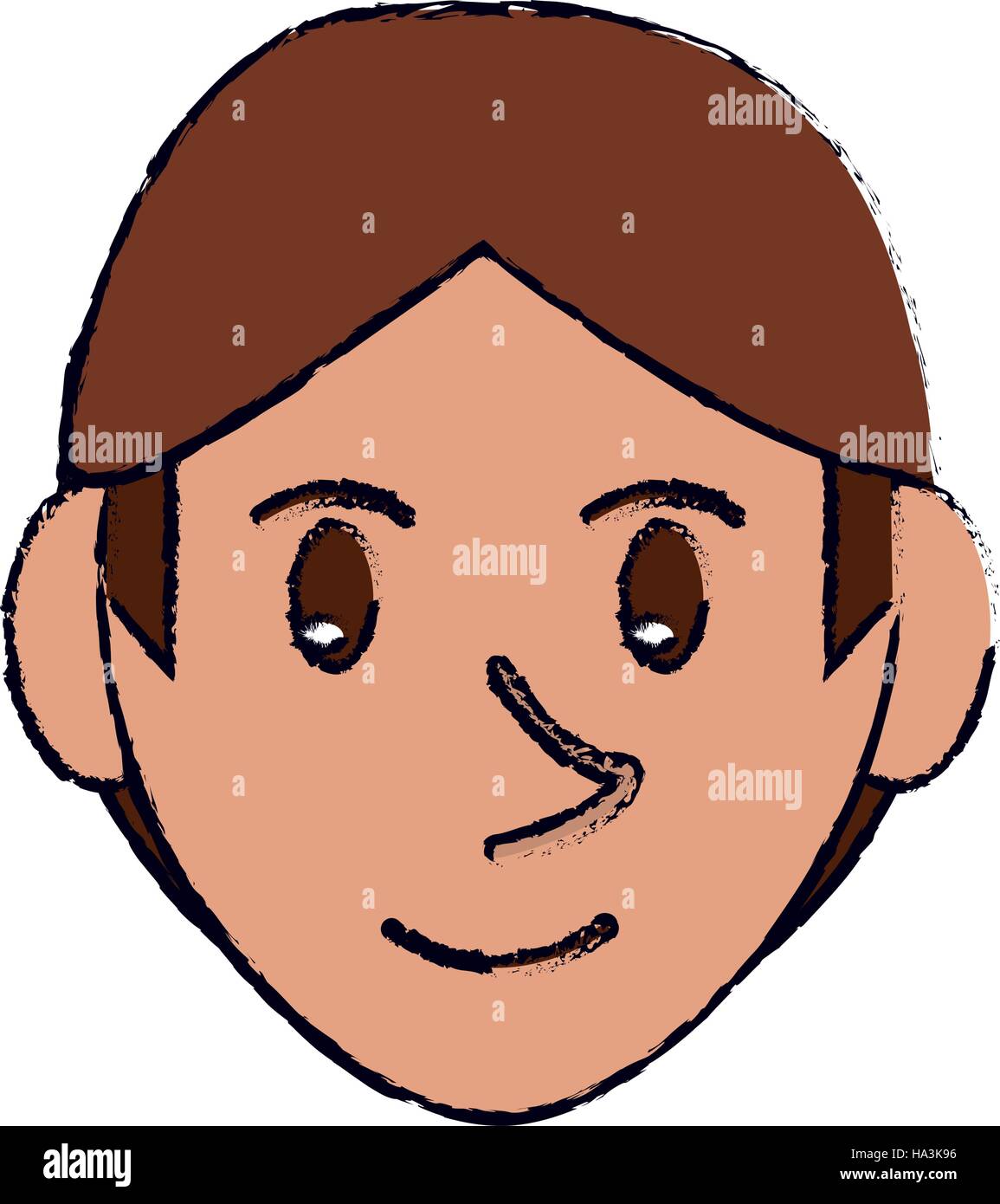 drawing young face guy brown hair smile Stock Vector Image & Art - Alamy