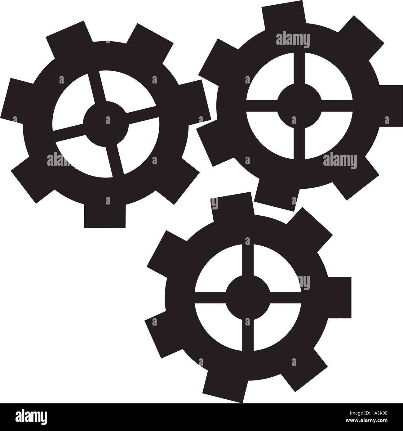 silhouette three gear wheel engine cog icon Stock Vector Image & Art ...