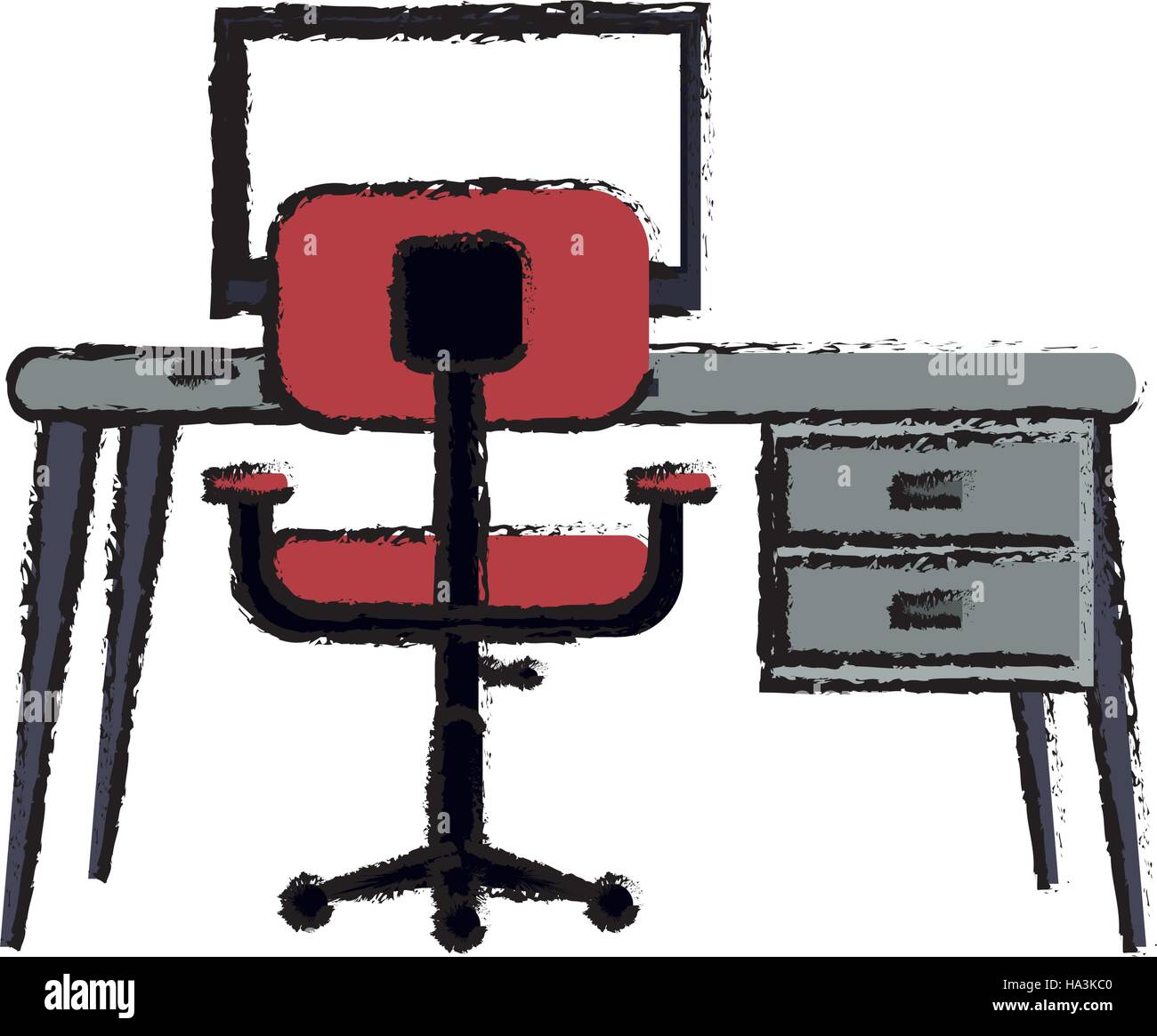 cartoon workplace modern pc pink armchair desk Stock Vector Image & Art ...