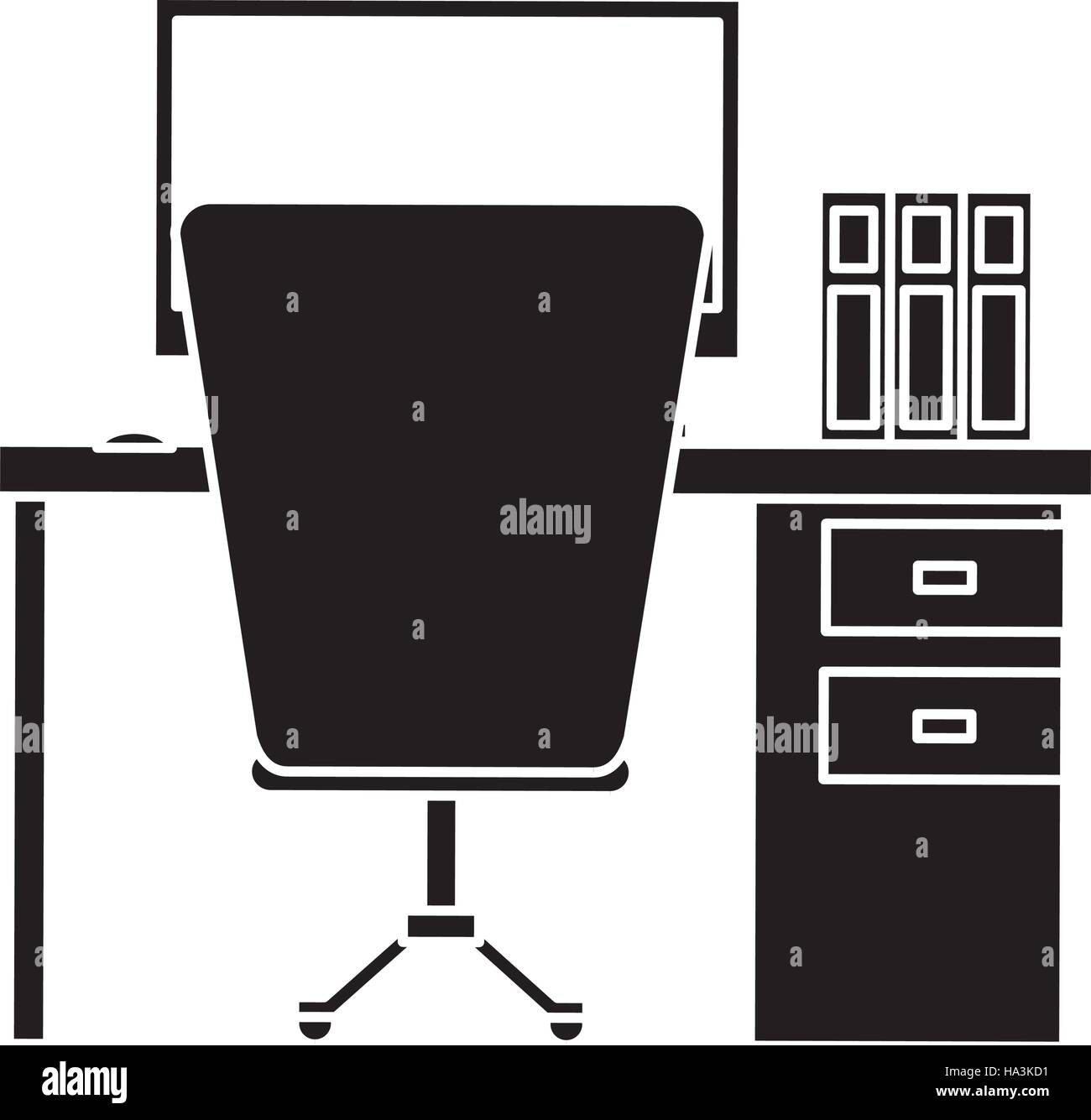 silhouette workplace office space equipment design Stock Vector Image ...