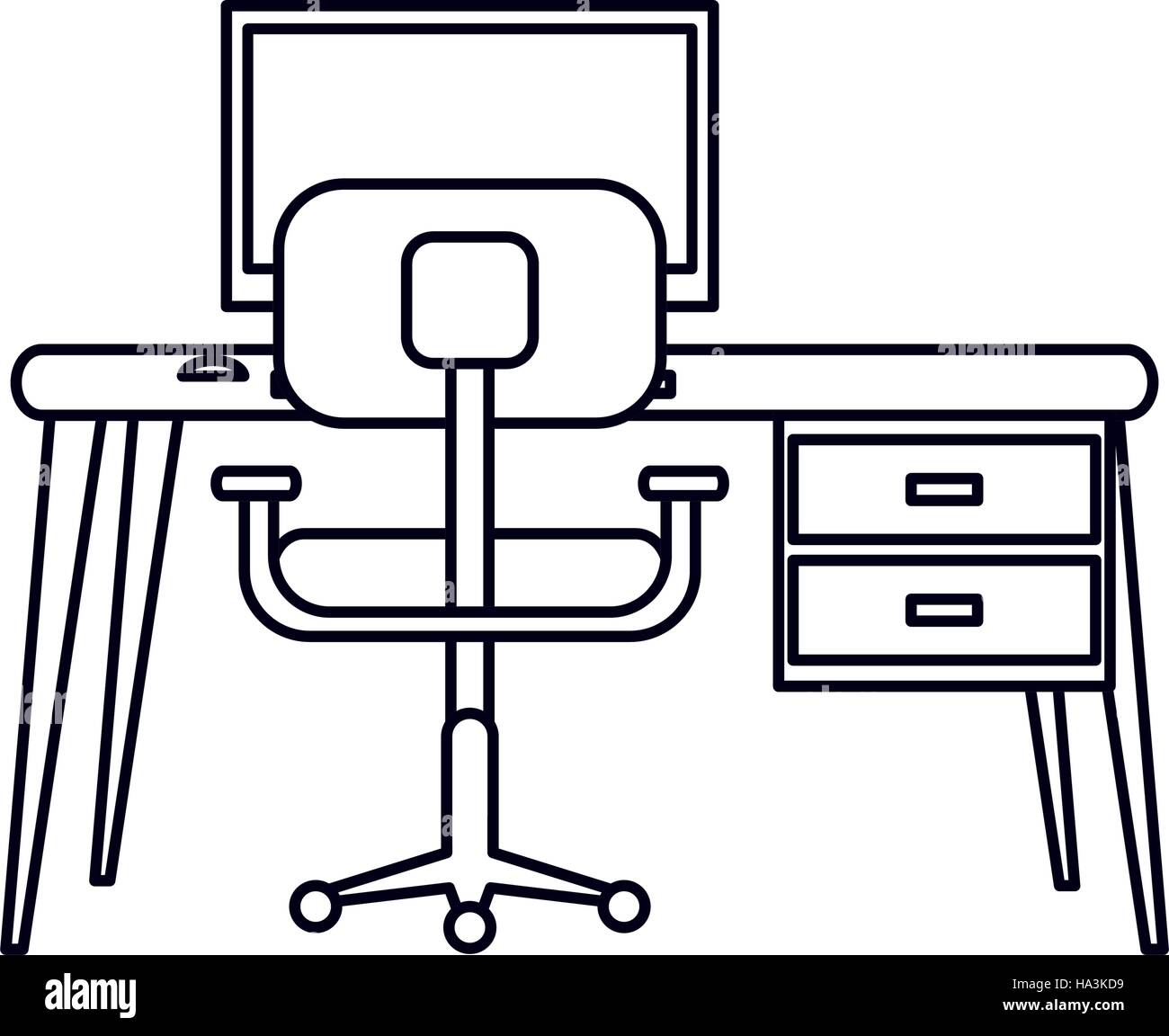 pictogram workplace modern pc armchair desk Stock Vector Image & Art ...