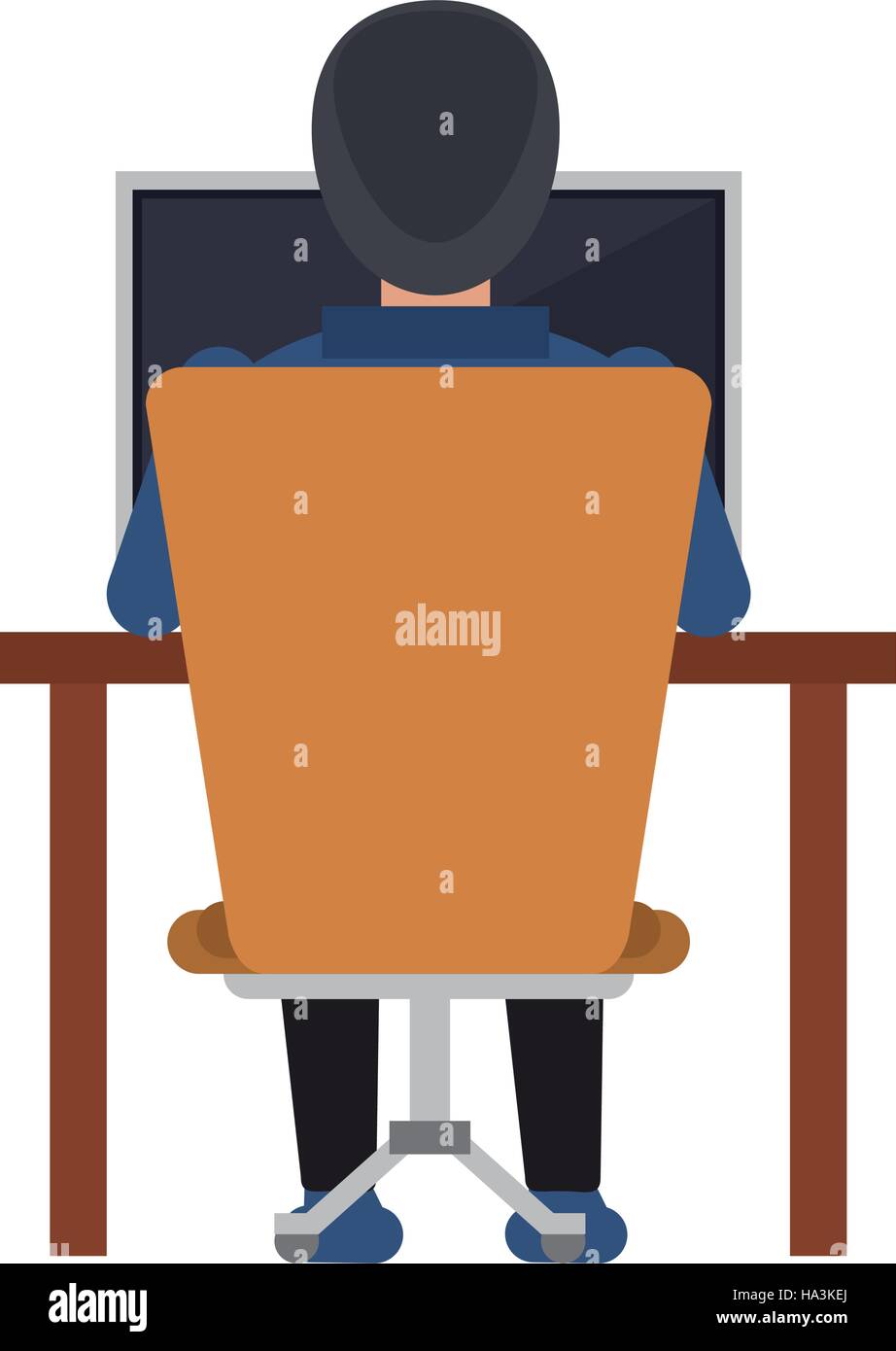 Man working office back view Stock Vector Images - Alamy
