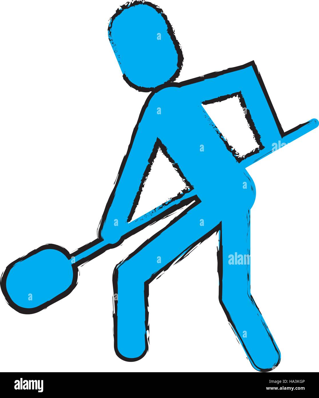 drawing man shovel digging work construction Stock Vector Image & Art ...