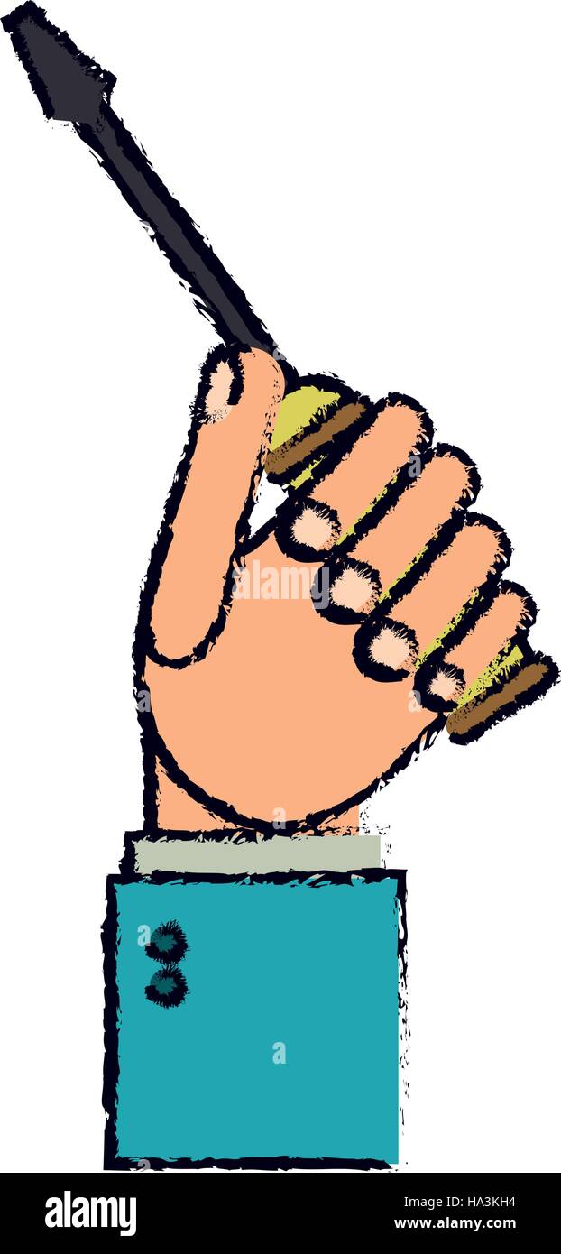 drawing hand holding screwdriver tool repair Stock Vector Image & Art ...