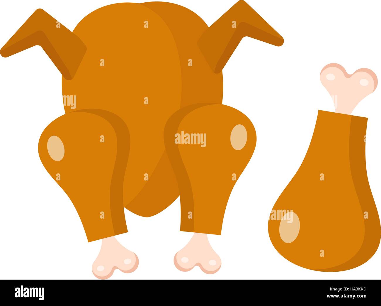 Grilled chicken, isolated on white background. Vector illustration ...