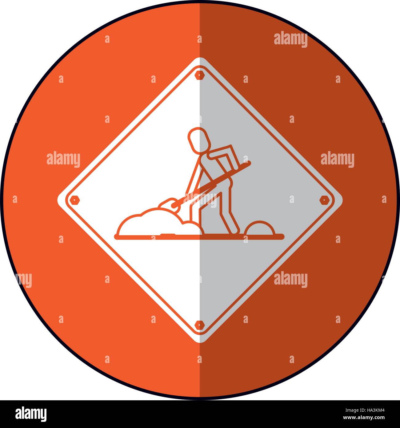 warning under construction repair sign orange circle shadow Stock ...
