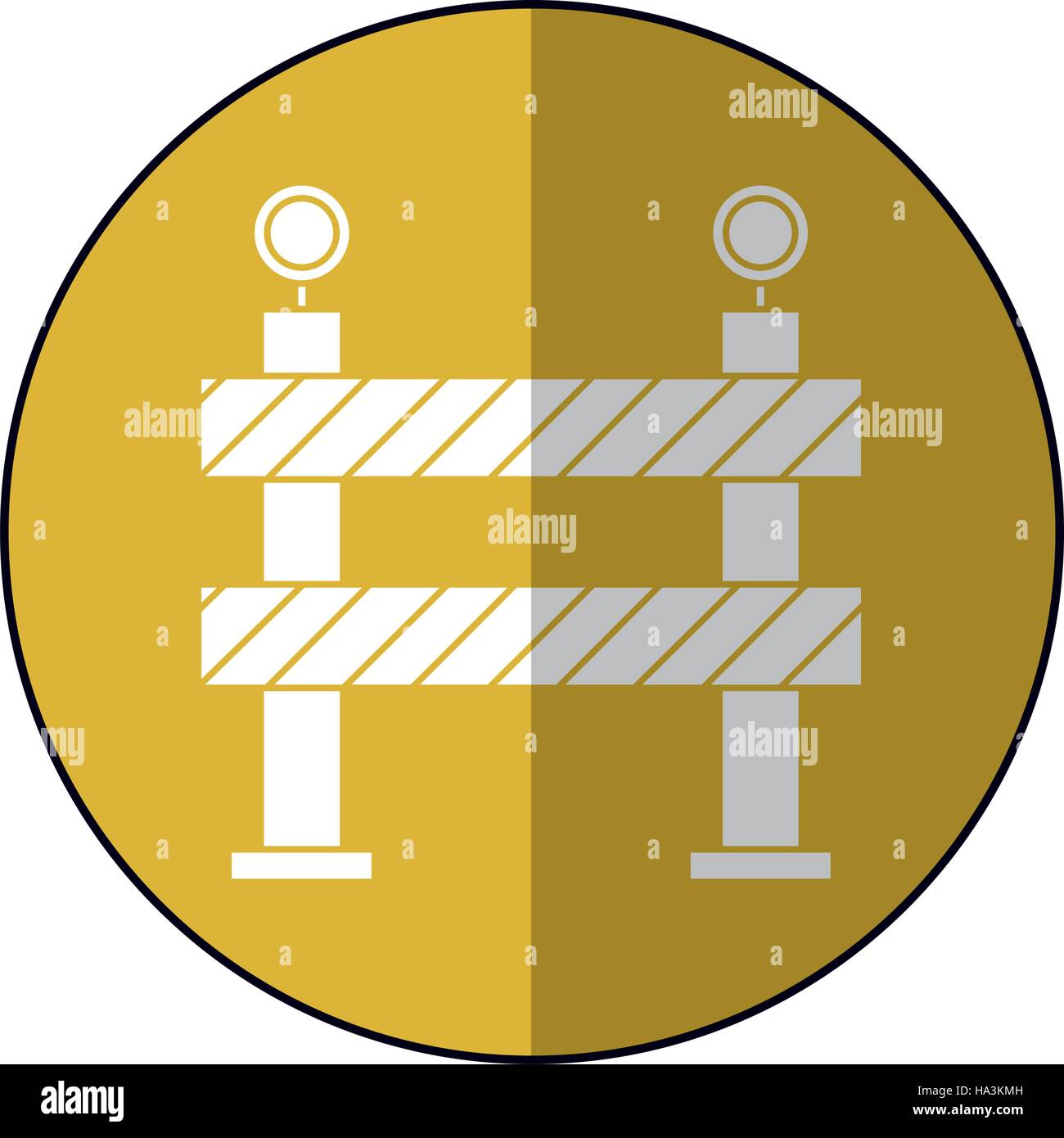 barrier restricted street stripe design yellow circle shadow Stock ...