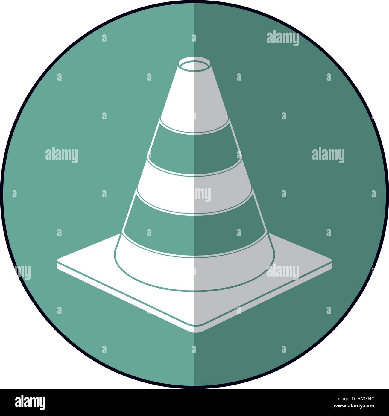 road cone warning sign design green circle shadow Stock Vector Image ...