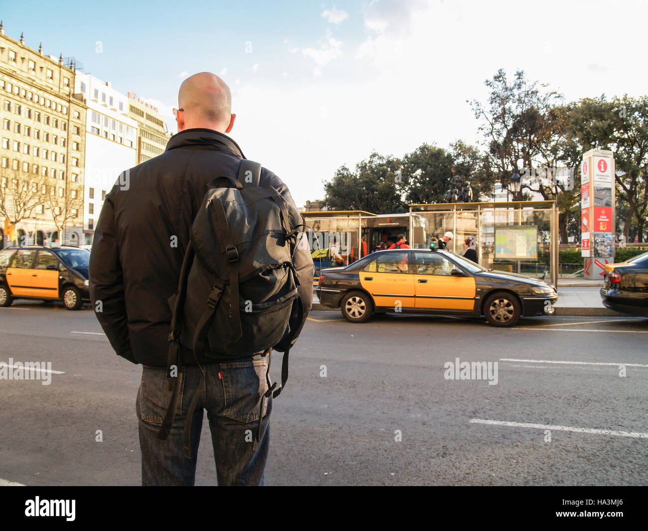 Man Waiting for Taxi in Europe Stock Photo - Alamy