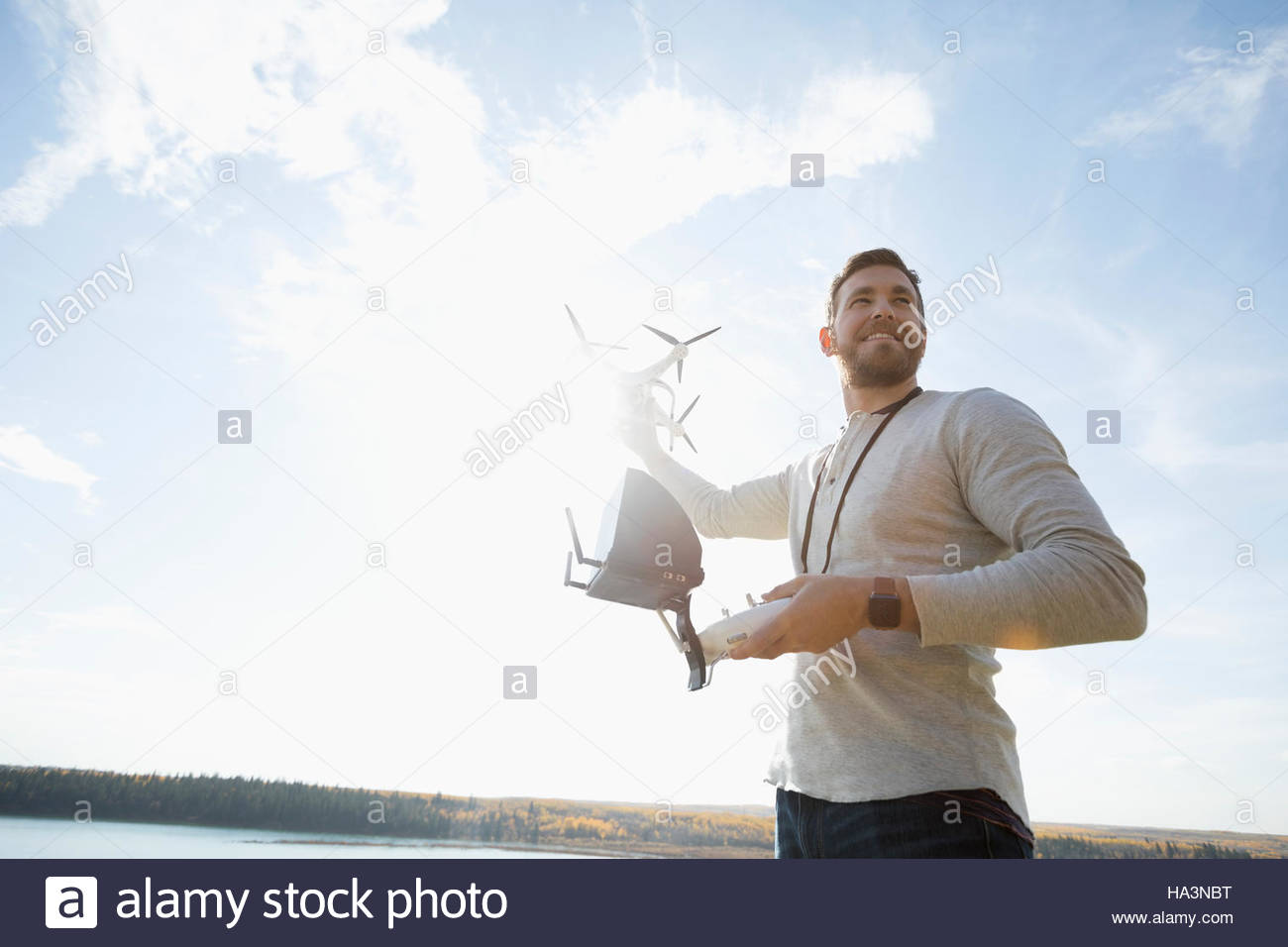 Man with drone equipment Stock Photo - Alamy
