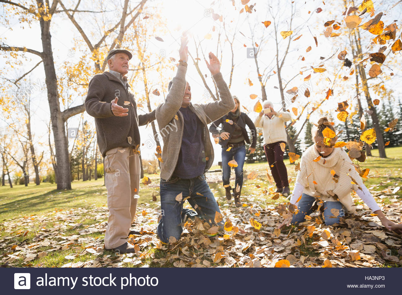 Man throwing leaves into air hi-res stock photography and images - Alamy