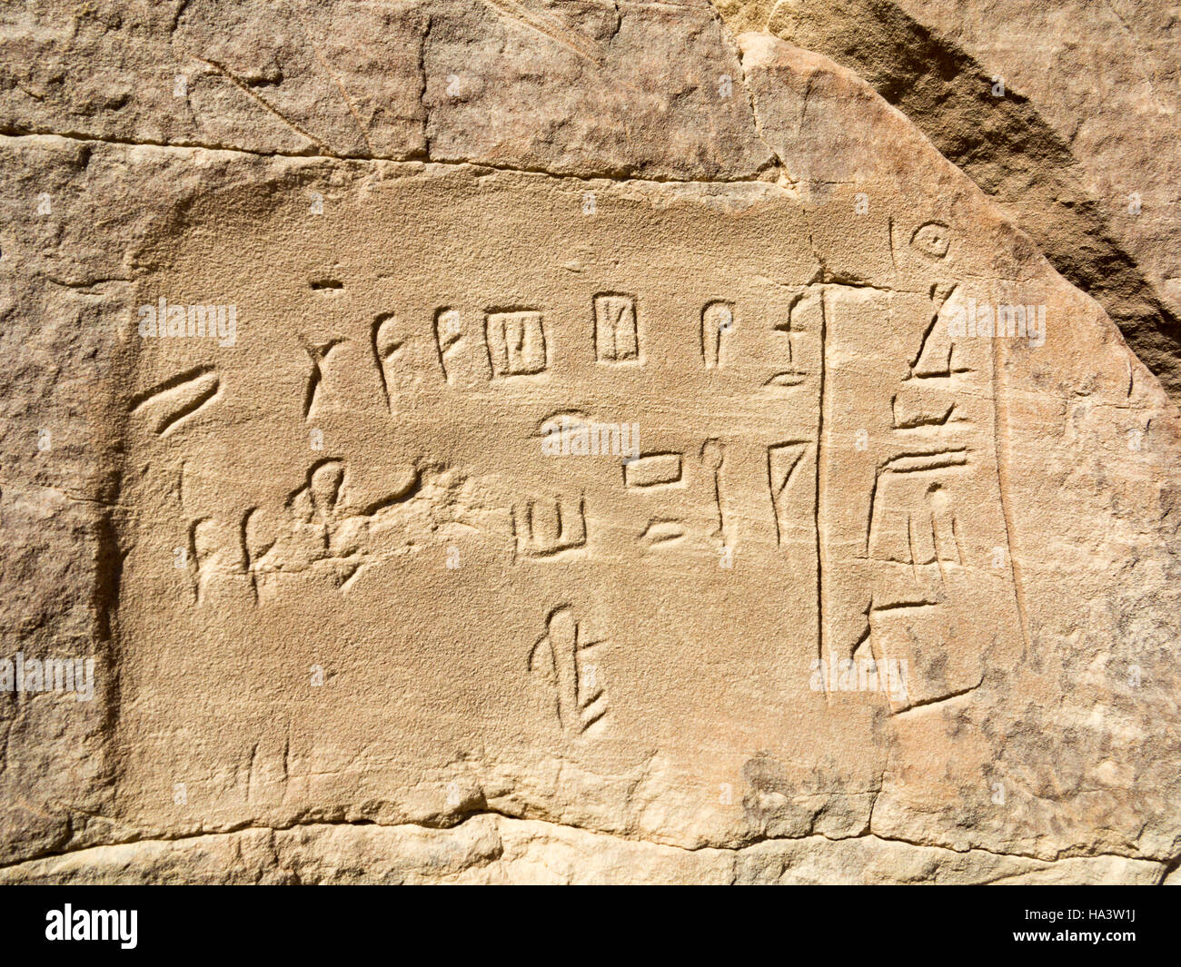 Inscriptions and rock art at Vulture Rock at the entrance to Wadi ...