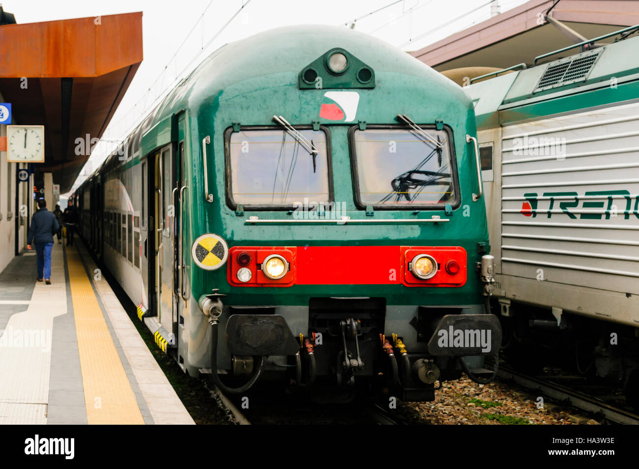 Trenitalia train stopped at the platform of Bergamo Station. Trenitalia ...
