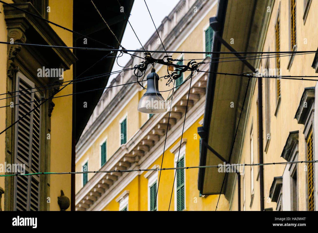 Typical Italian street light, Citta Alta, Bergamo, Italy Stock Photo ...