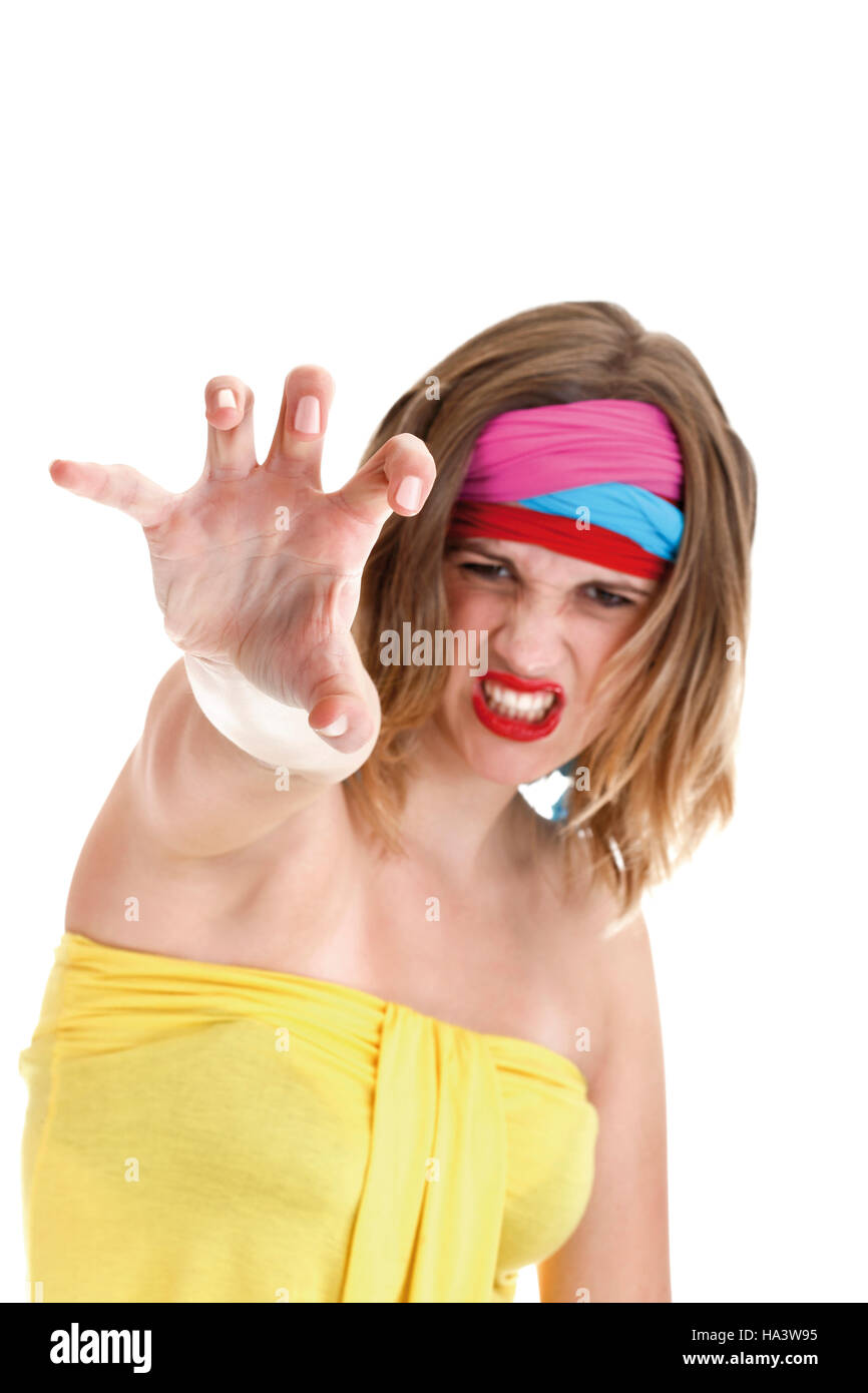 Young woman bearing her claws Stock Photo - Alamy