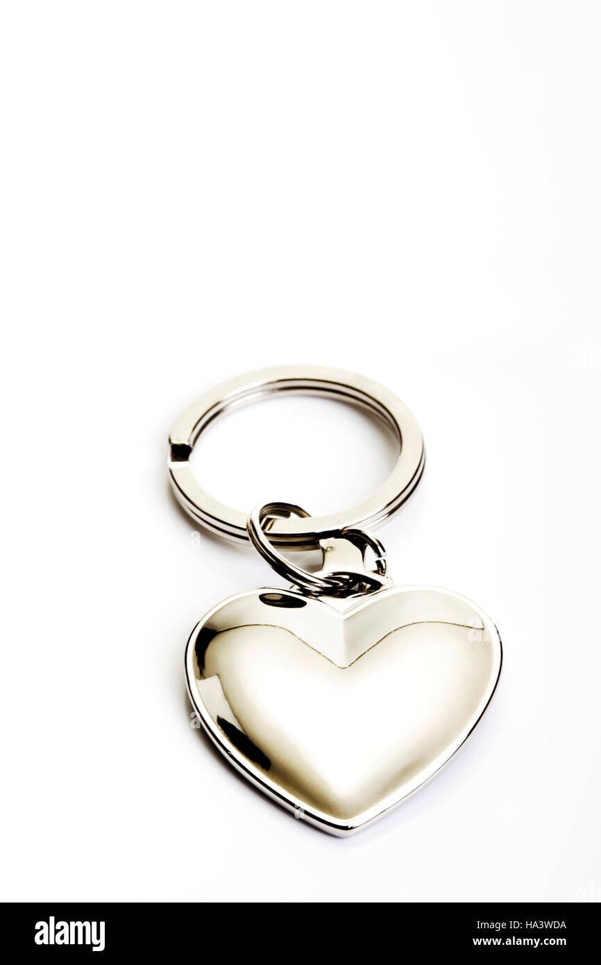 Keychain heart, silver Stock Photo - Alamy