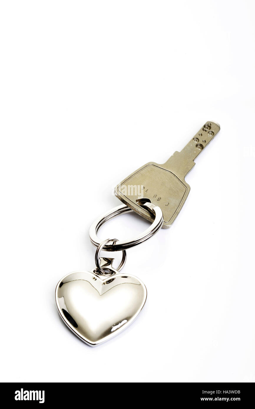Keychain heart, silver Stock Photo - Alamy