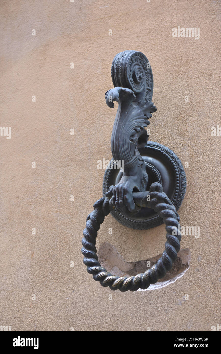 Outdoor old horse hitching ring on a historical wall Stock Photo - Alamy