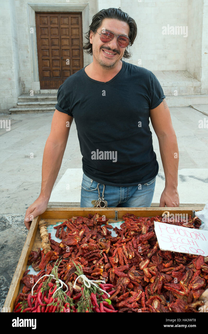 Dried tomato seller, Bari, Apulia, Italy Stock Photo - Alamy