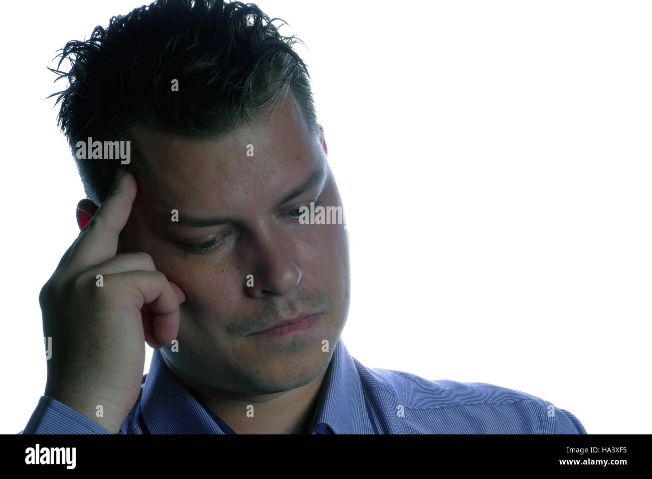 Portrait of thinking man isolated on white background Stock Photo - Alamy
