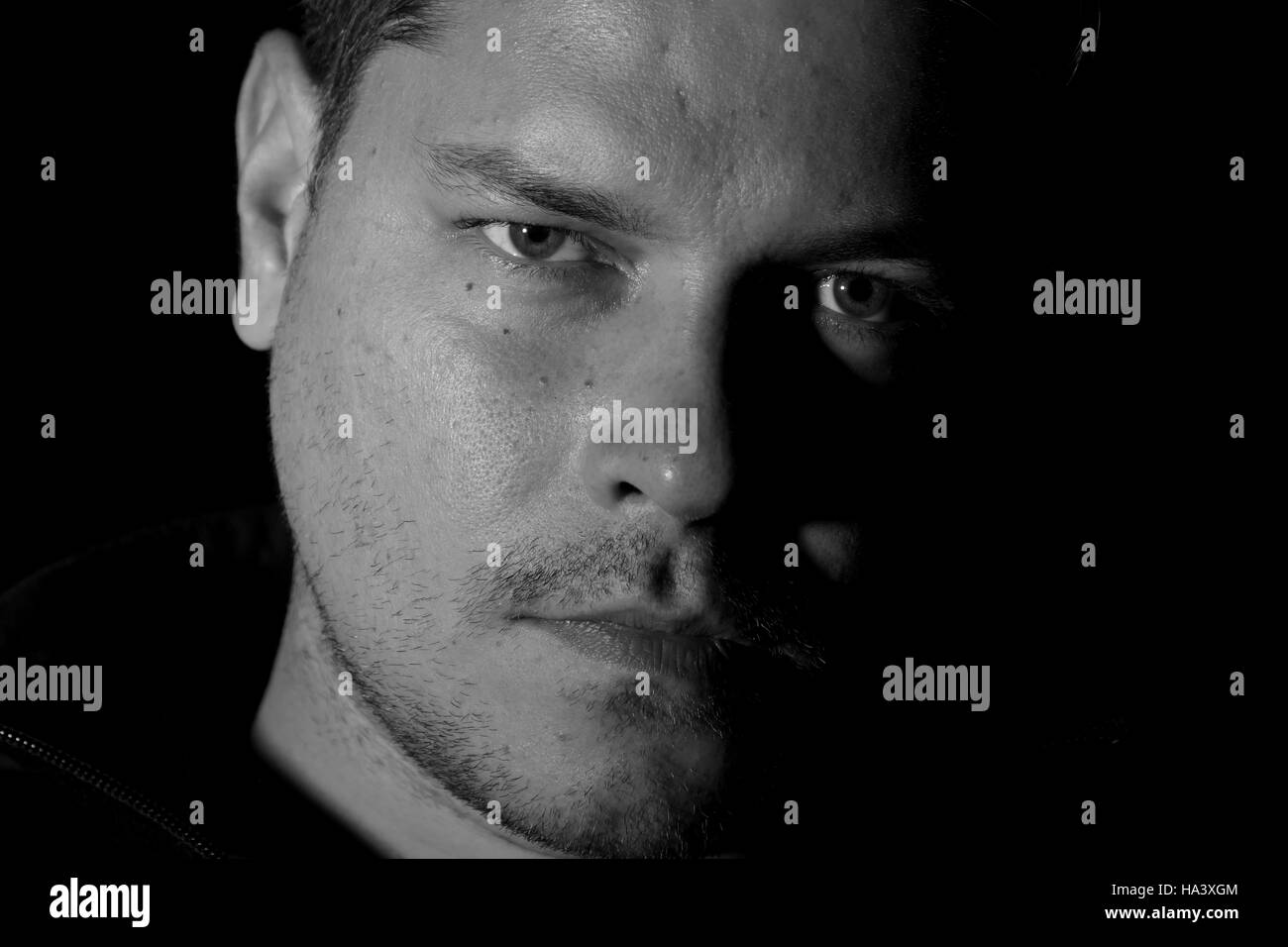 Portrait of young man monochrome Stock Photo - Alamy