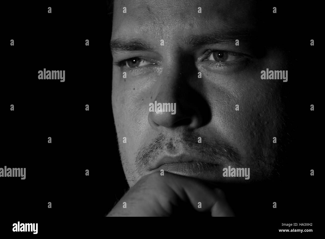 Portrait of young man monochrome Stock Photo - Alamy