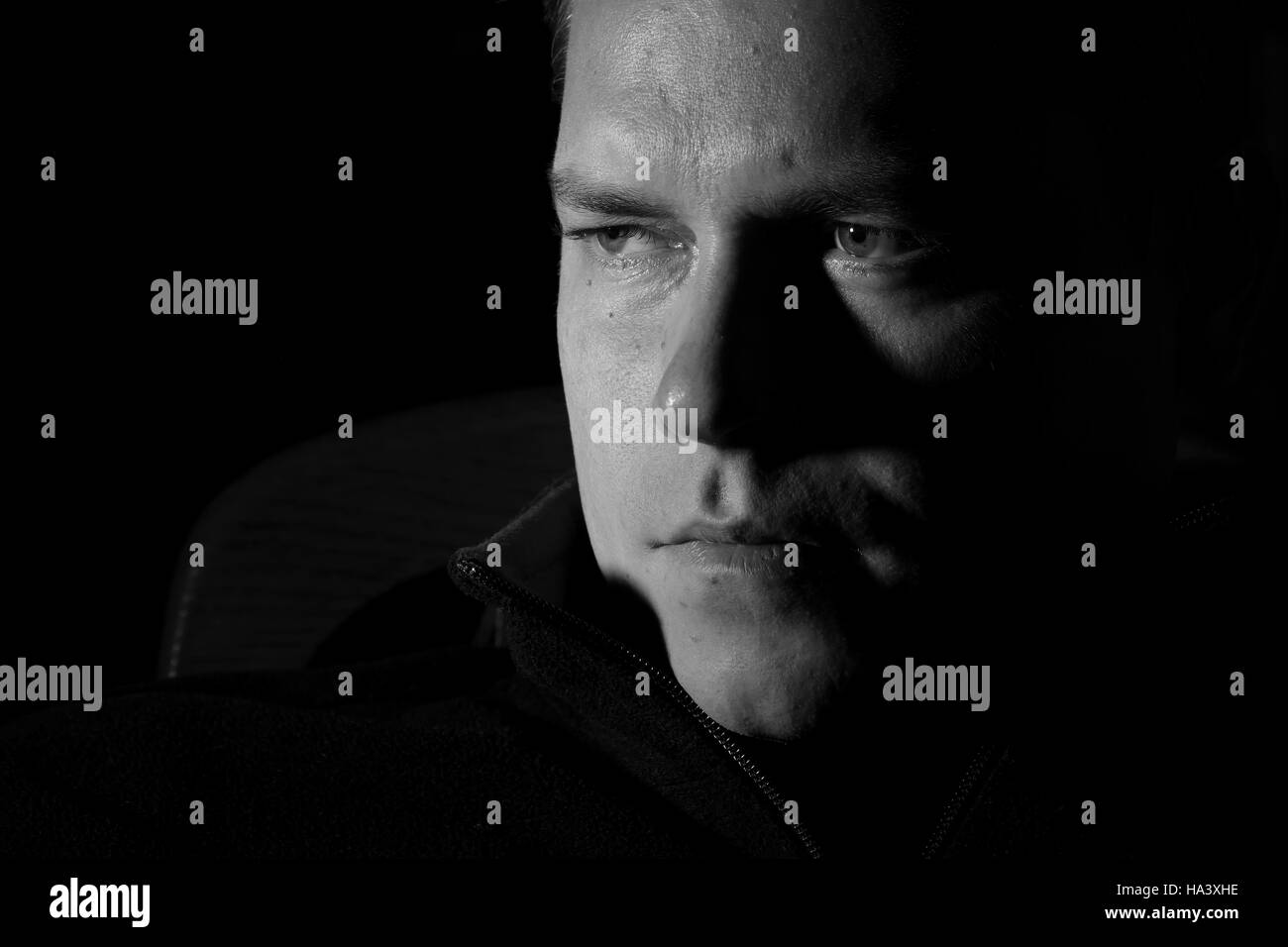 Portrait of young man monochrome Stock Photo - Alamy