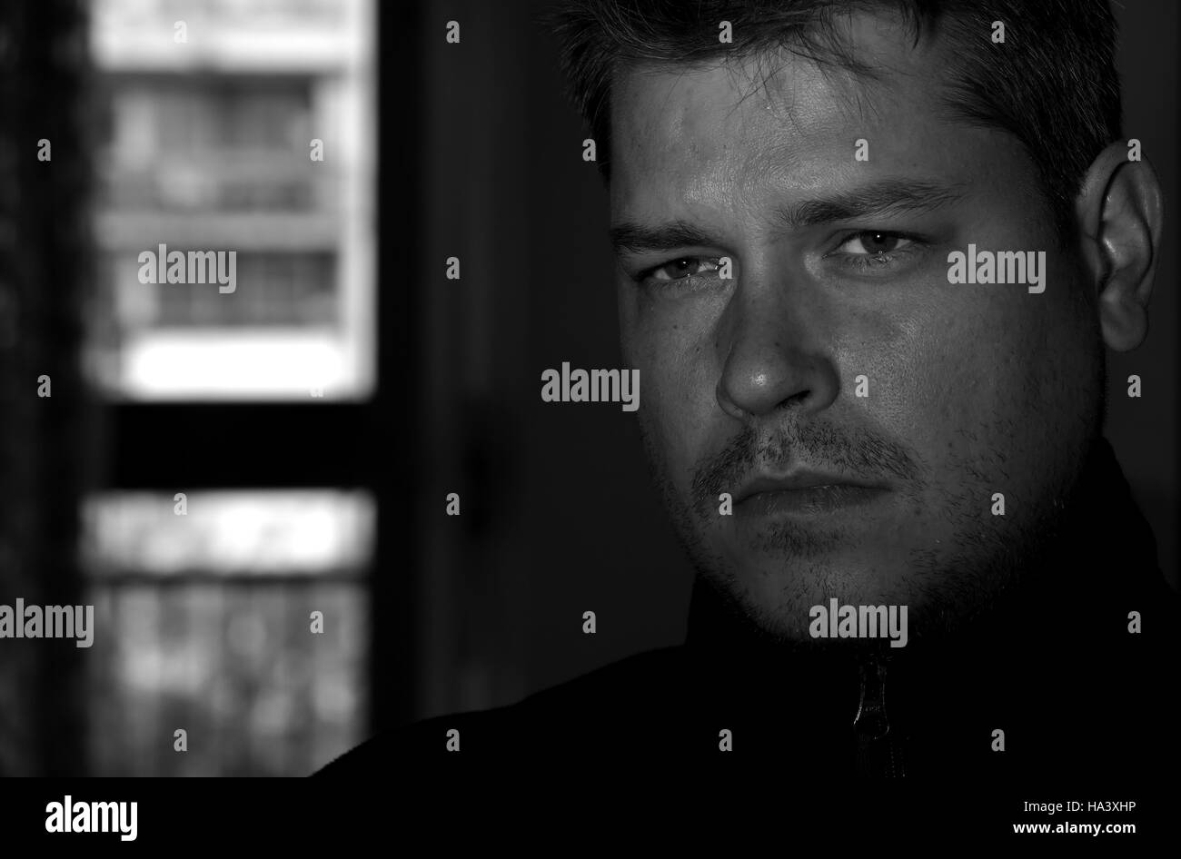 Portrait of young man monochrome Stock Photo - Alamy