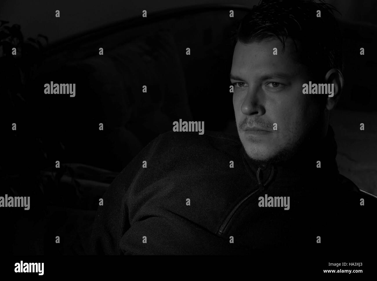 Portrait of young man monochrome Stock Photo - Alamy