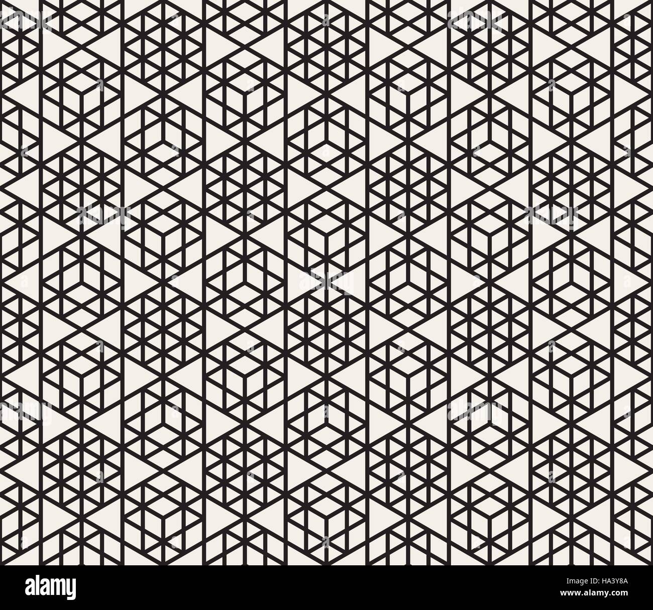 Vector Seamless Black And White Triangle Grid Geometric Pattern Stock ...