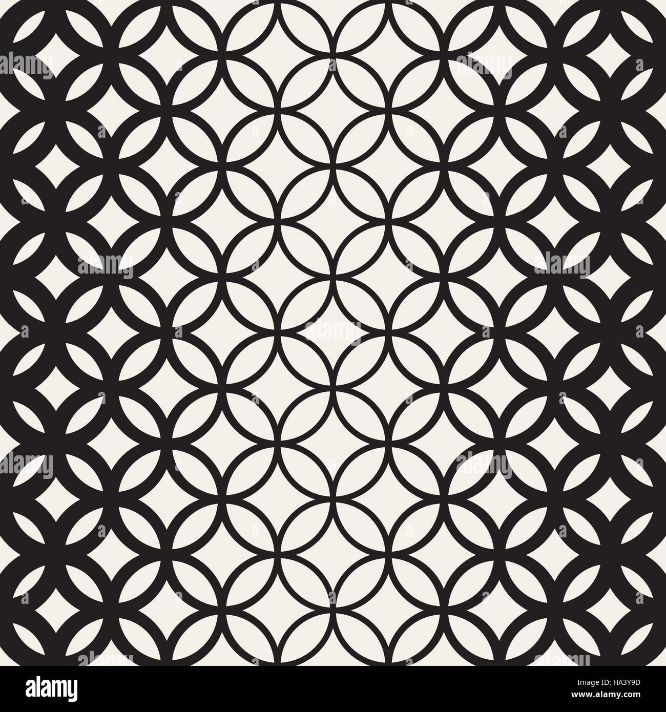 Vector Seamless Black and White Circle Lattice Pattern Stock Vector ...
