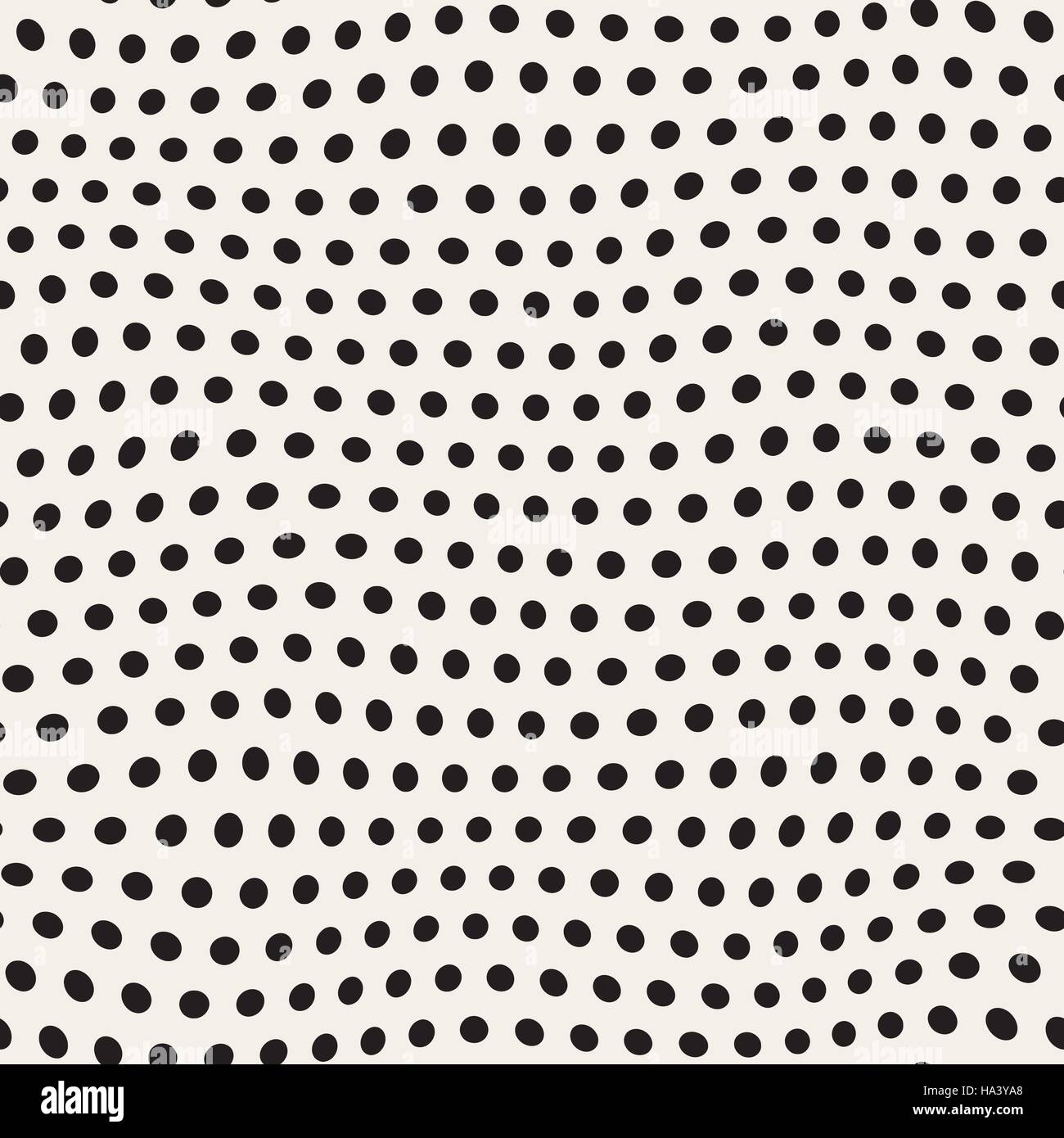 Vector Seamless Black And White Irregular Polka Dots Distorted Pattern ...