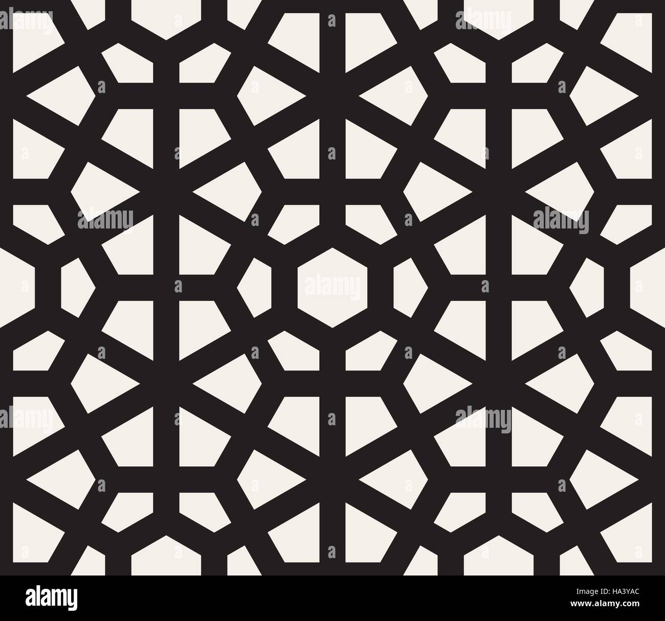 Vector Seamless Black and White Hexagon Lines Pattern Stock Vector ...