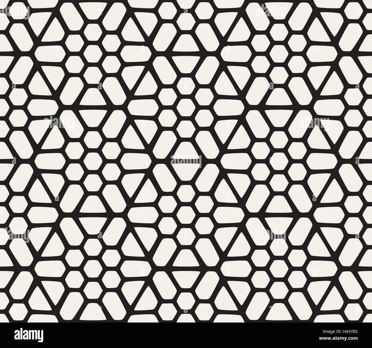 Vector Seamless Black And White Hexagonal Geometric Pattern Stock Vector Image & Art - Alamy