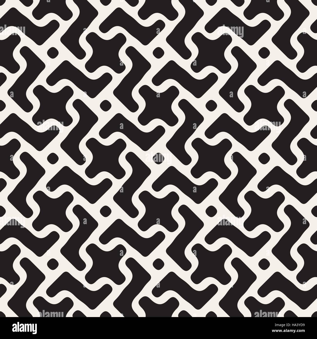 Vector Seamless Black And White Rounded Geometric Pattern Stock Vector ...