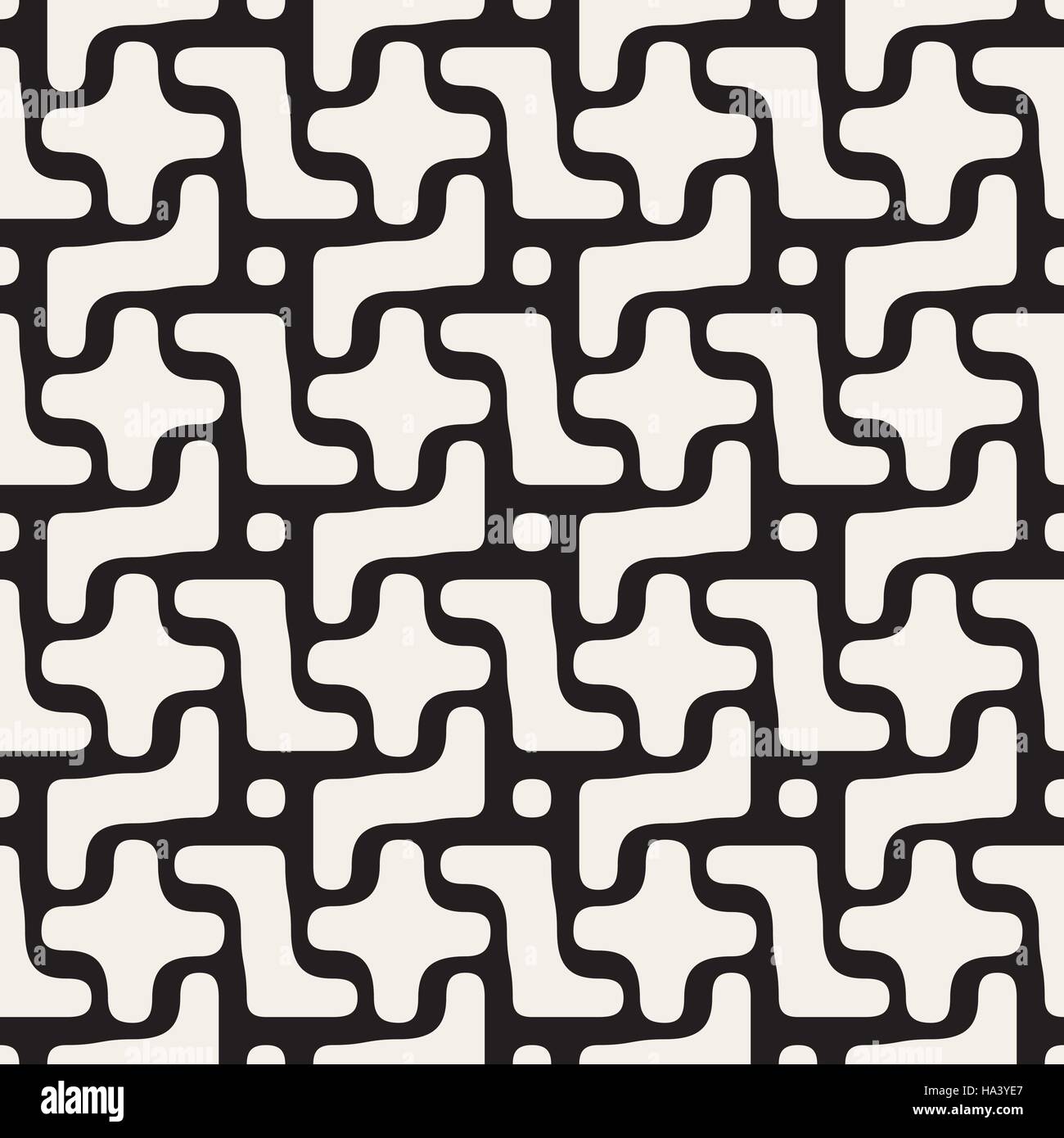 Vector Seamless Black And White Rounded Geometric Pattern Stock Vector ...