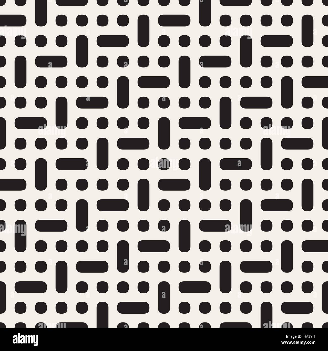 Vector Seamless Black And White Rounded Geometric Pattern Stock Vector ...