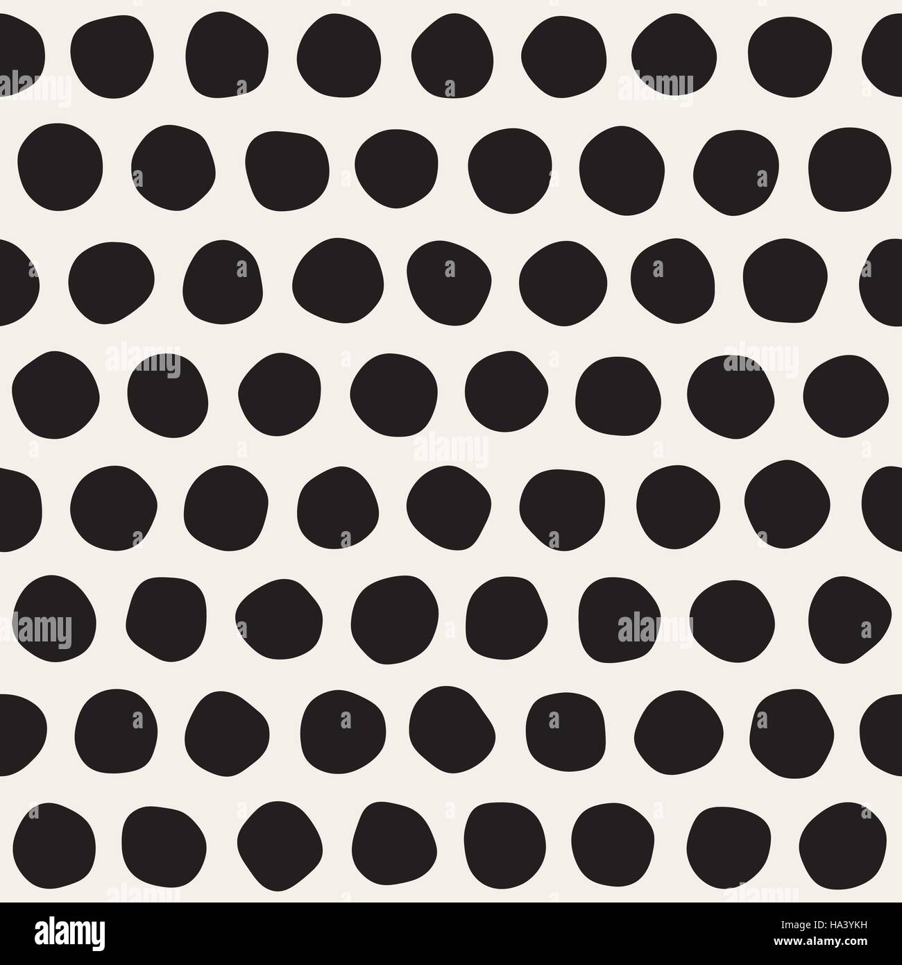 Vector Seamless Black And White Jumble Circles Pattern Stock Vector