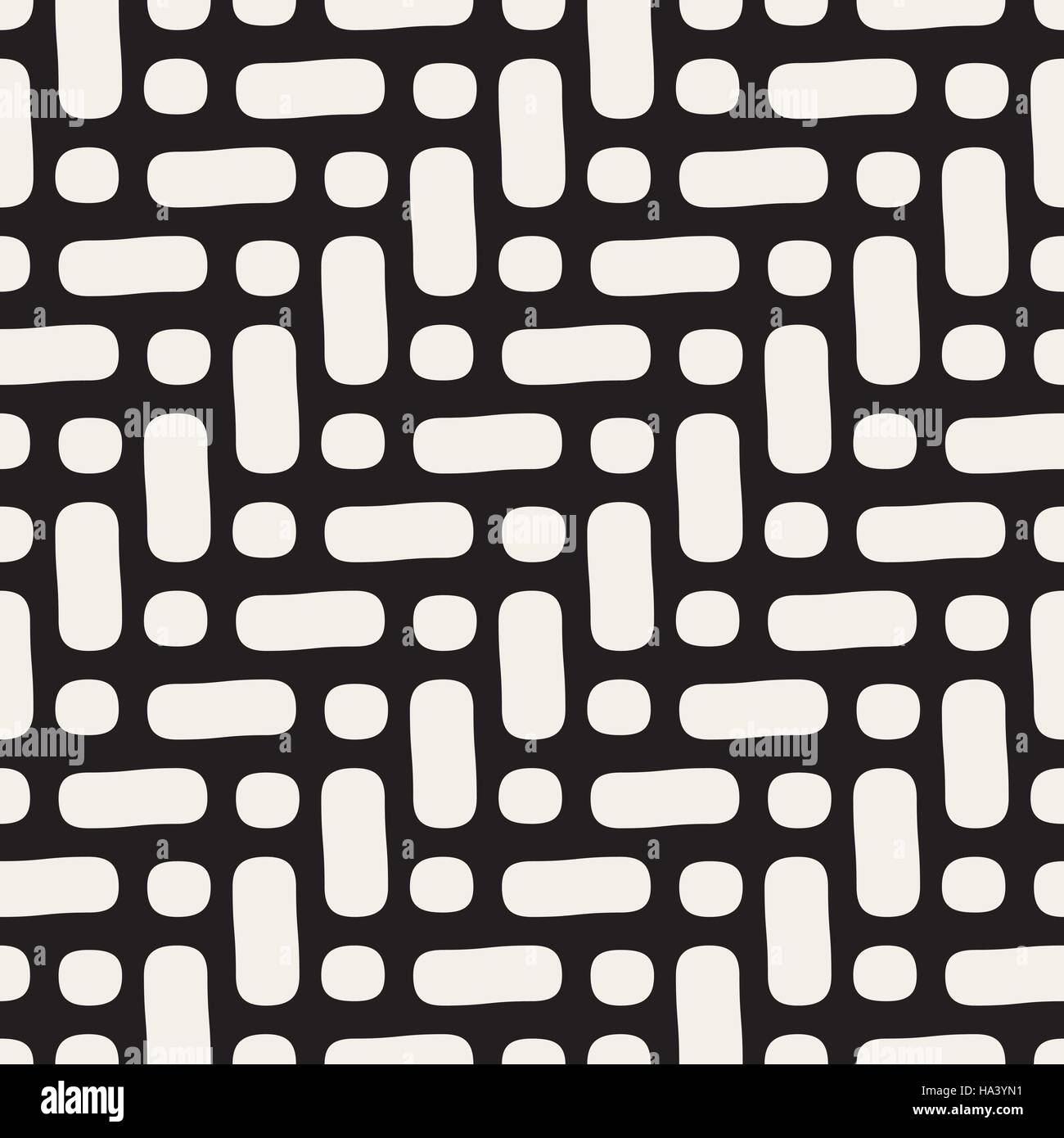 Vector Seamless Black And White Rounded Geometric Pattern Stock Vector ...