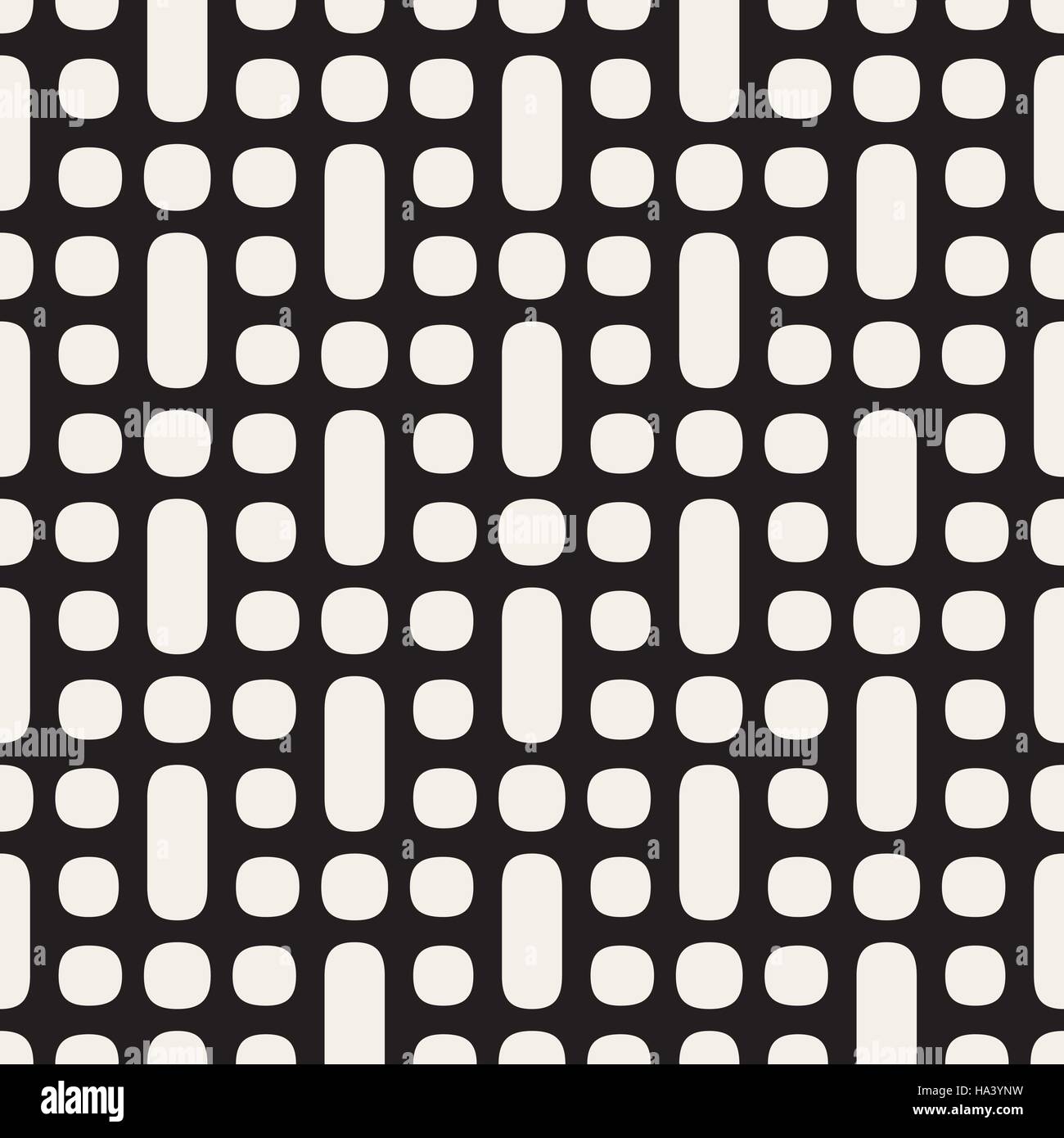 Vector Seamless Black And White Rounded Geometric Pattern Stock Vector ...