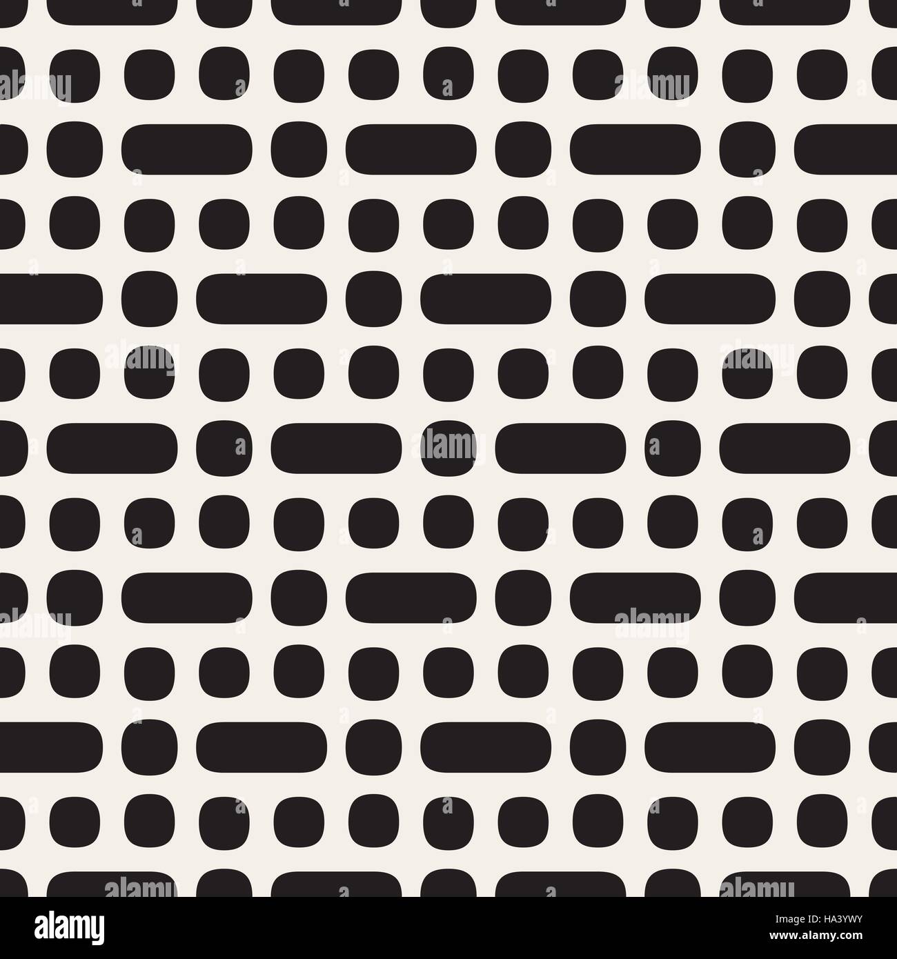Vector Seamless Black And White Rounded Geometric Pattern Stock Vector ...