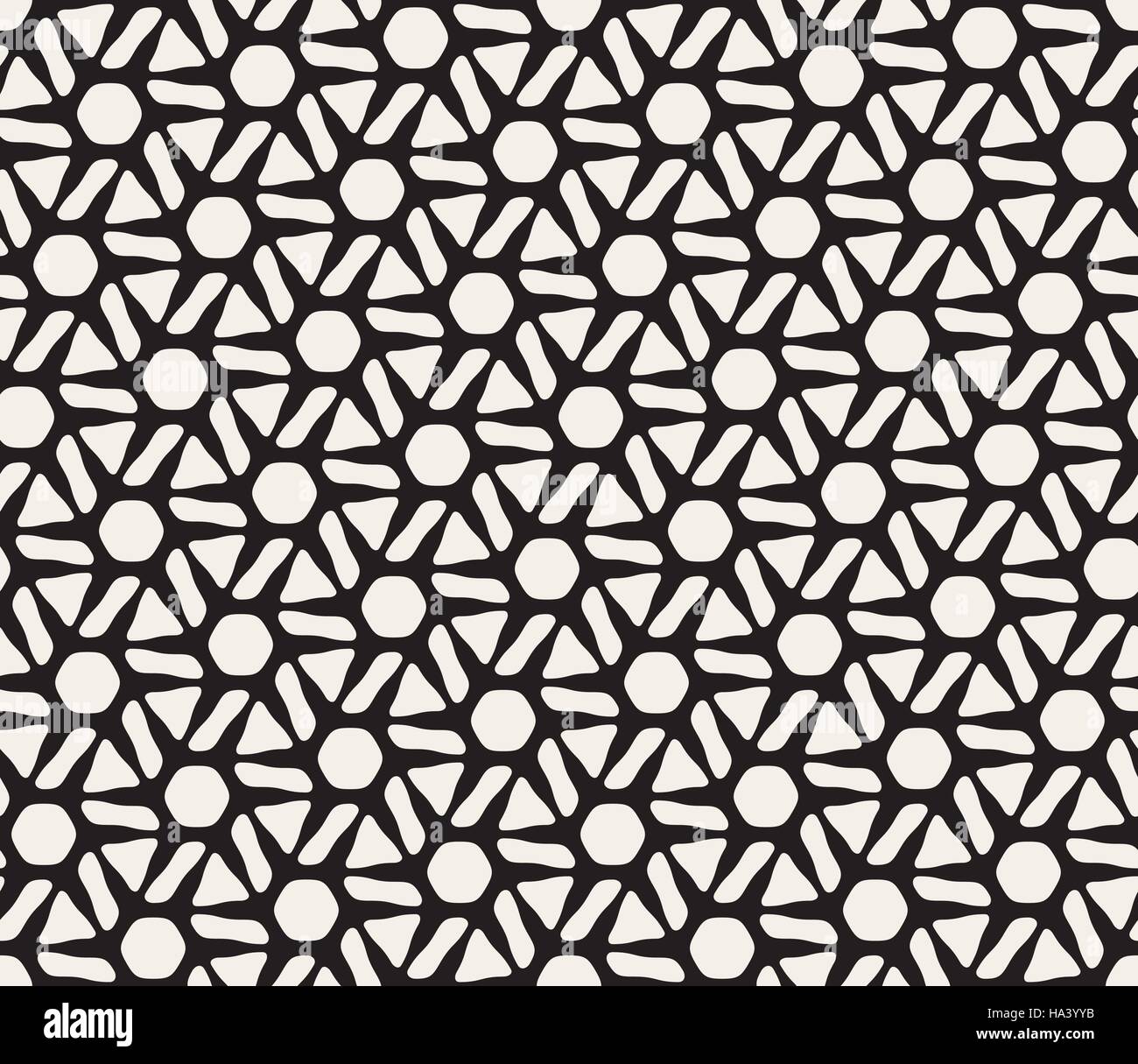 Vector Seamless Black And White Rounded Geometric Pattern Stock Vector ...