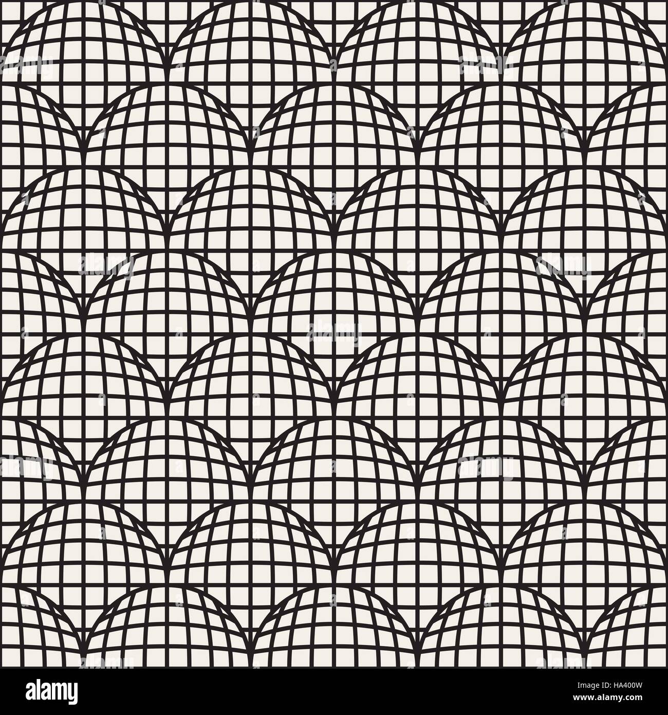 Vector Seamless Black And White Retro Geometric Circles Grid Pattern Stock Vector Image & Art ...