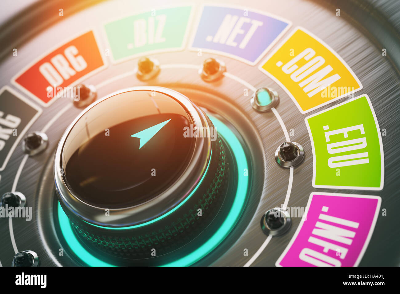 Domain name choice concept. Knob switch button and website internet ...