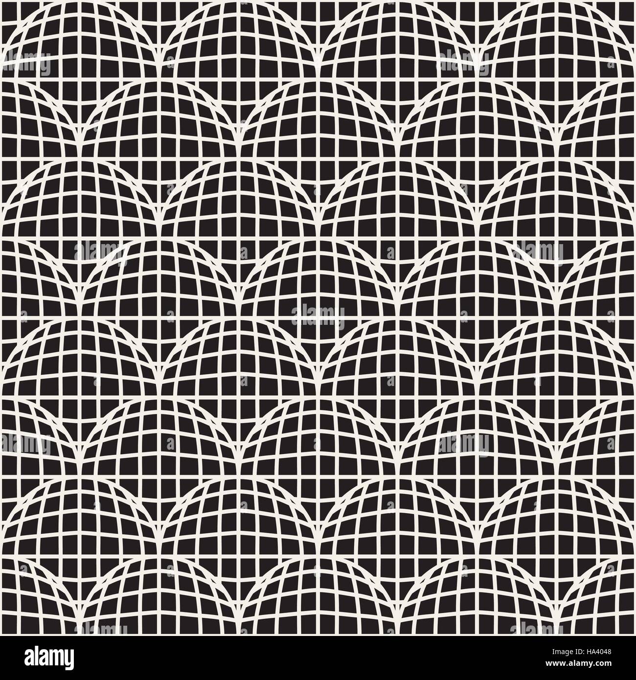 Vector Seamless Black And White Retro Circles Grid Pattern. Abstract ...