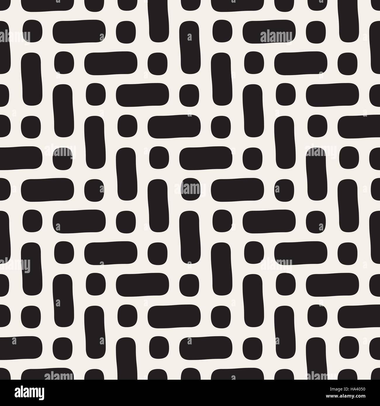 Vector Seamless Black And White Rounded Geometric Pattern Stock Vector ...
