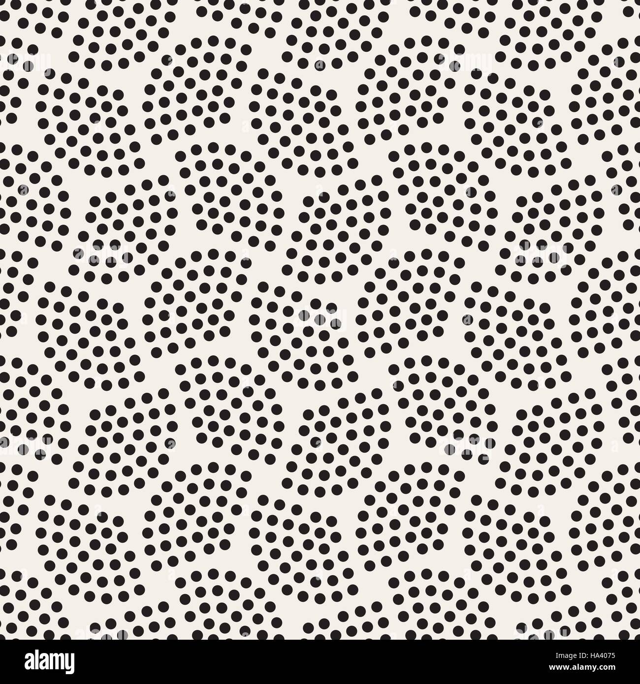 Vector Seamless Black And White Halftone Circles Pattern Stock Vector ...