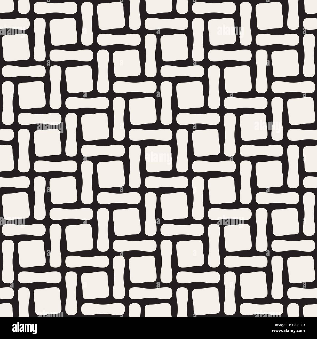 Vector Seamless Black And White Rounded Geometric Pattern Stock Vector ...